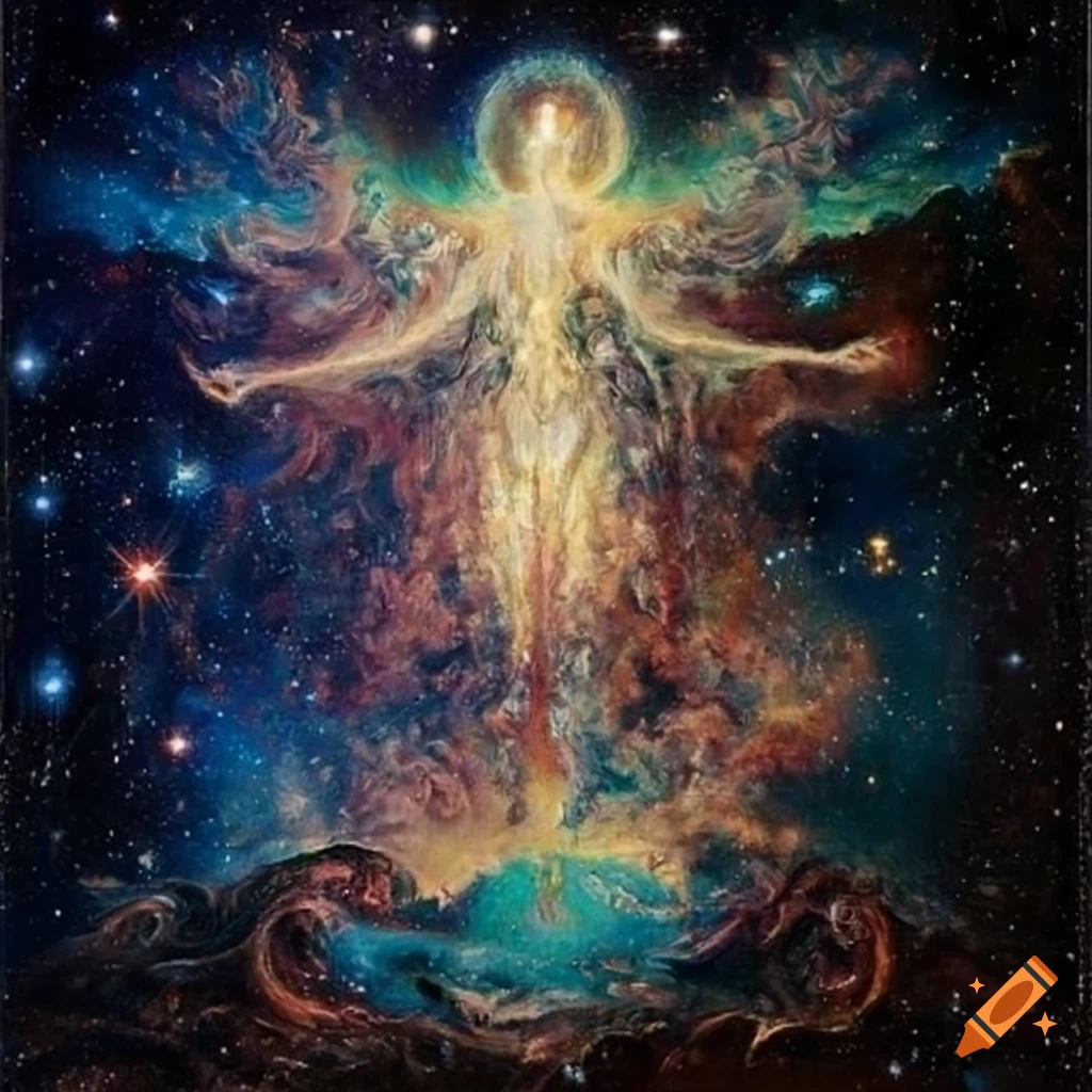 Cosmic being inspired by thomas woodruff's style on Craiyon