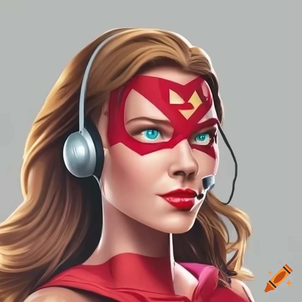 Female superhero customer service agent on Craiyon