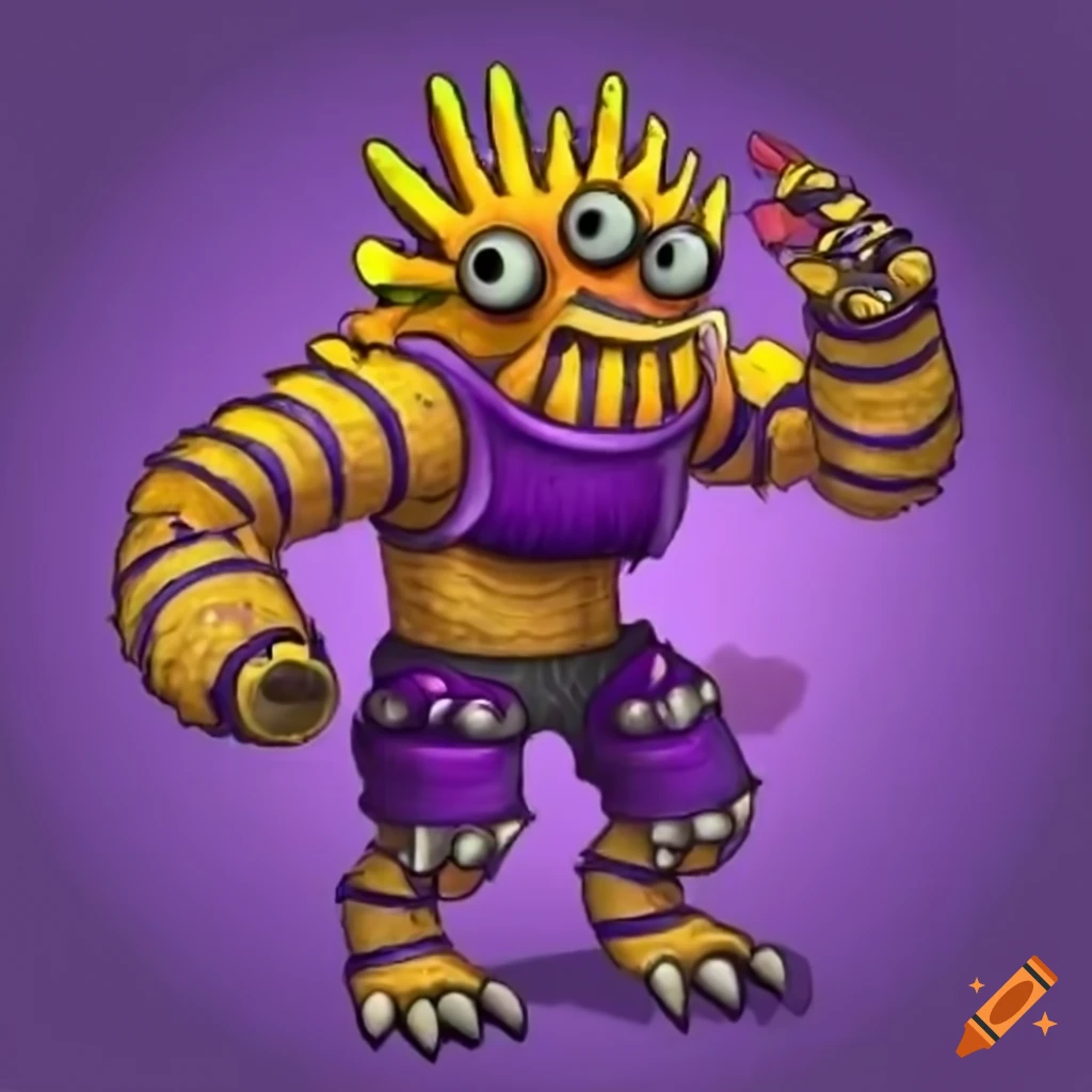 Epic monster design with three arms and colorful otherworldly ...