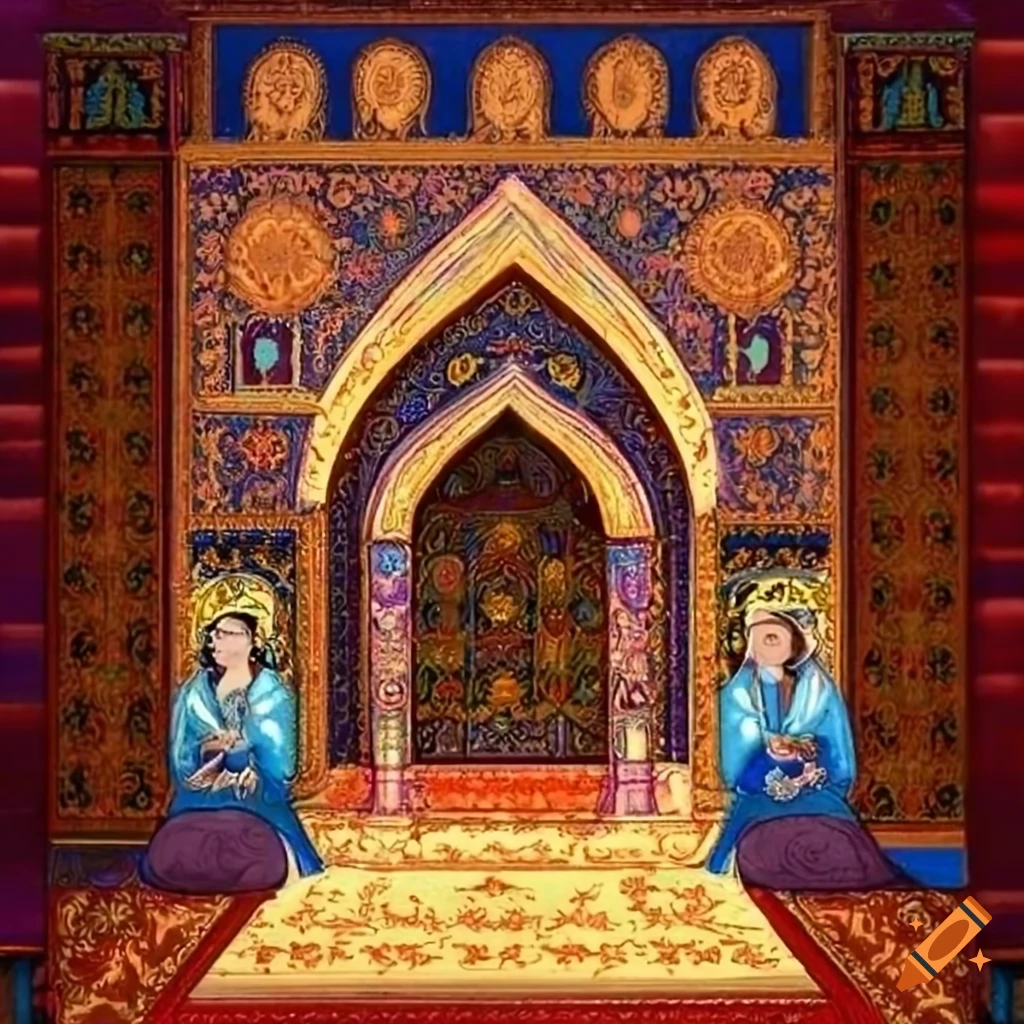 Persian throne miniature background on Craiyon