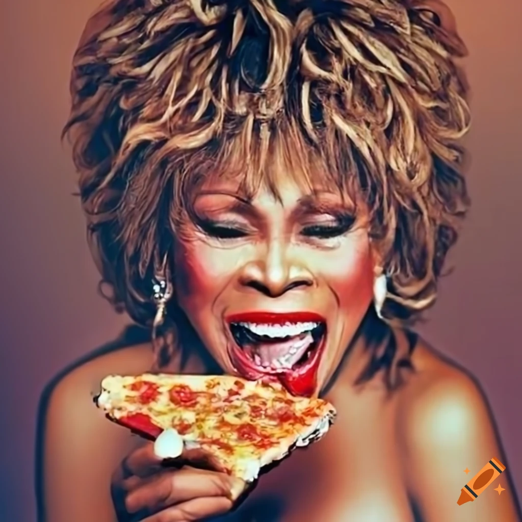 Tina turner enjoying pizza on Craiyon