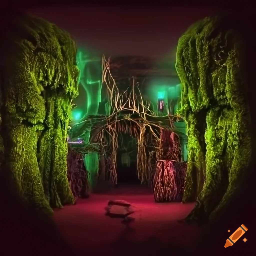 Biopunk cityscape with mutant omega mart lemon fruit tree monsters on ...