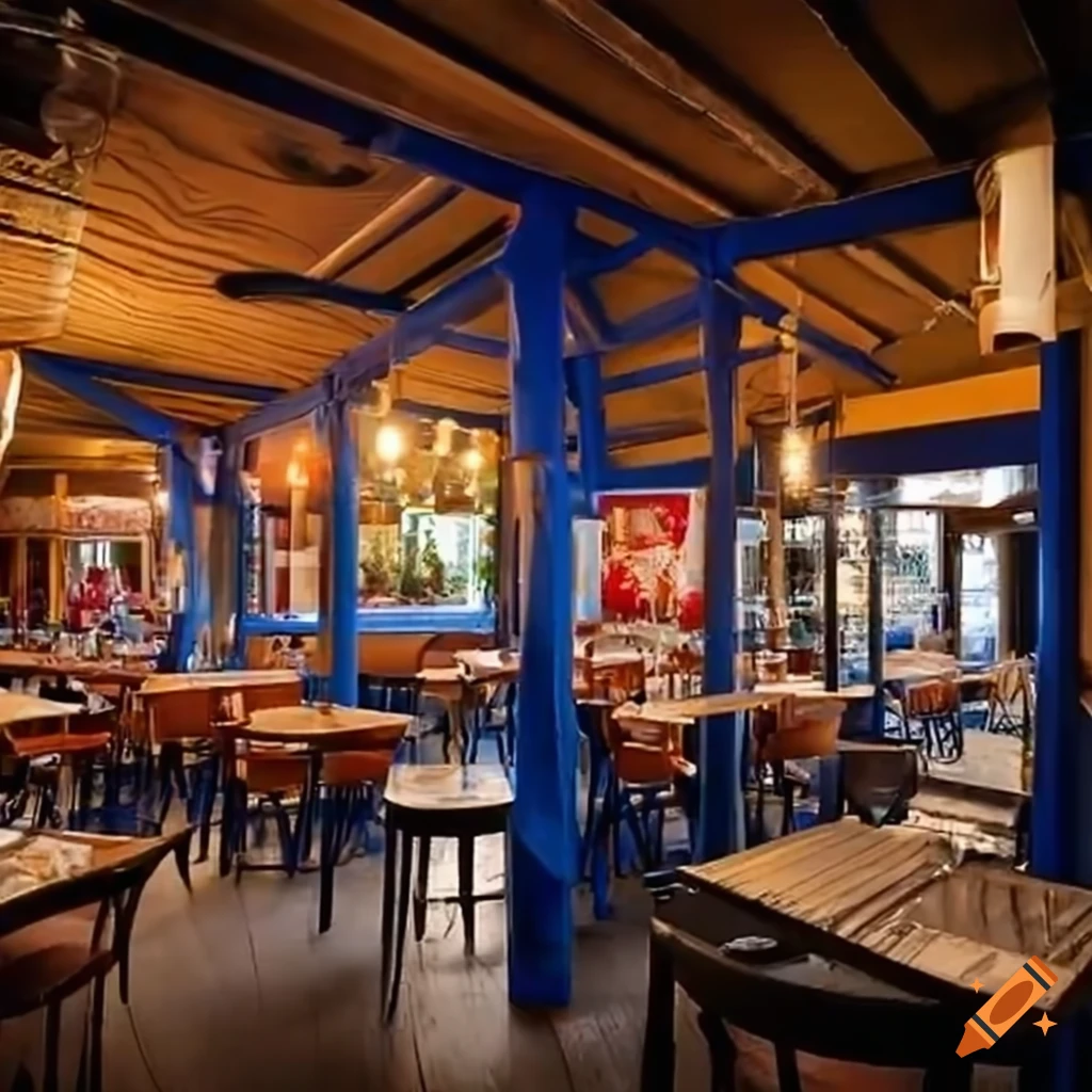 Lively restaurant with outdoor seating and full bar on Craiyon