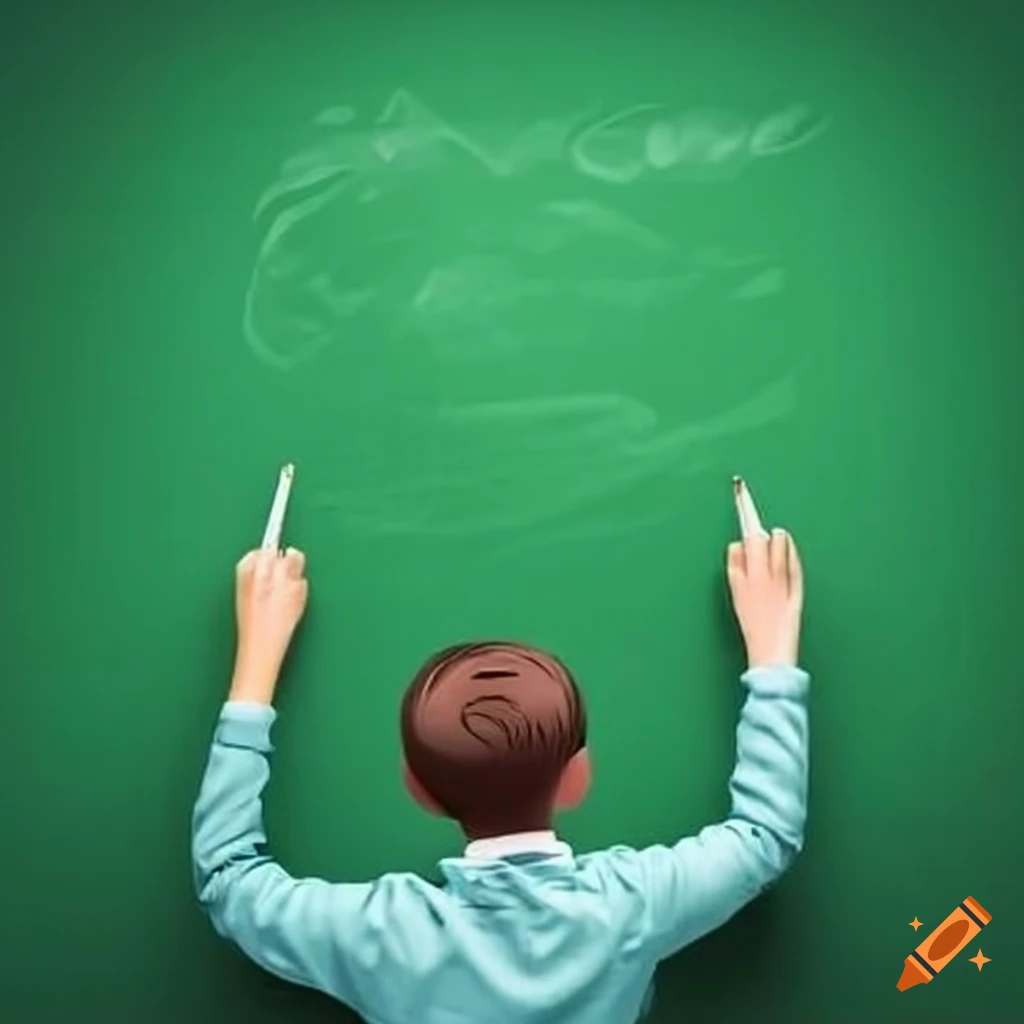 Teacher teaching on a green board on Craiyon