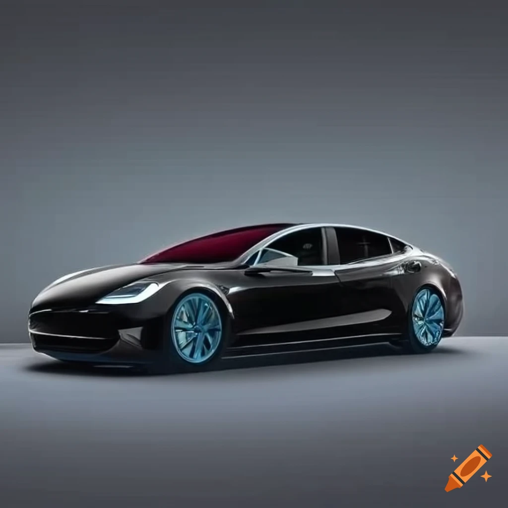 Sleek black tesla model s in full side view on Craiyon