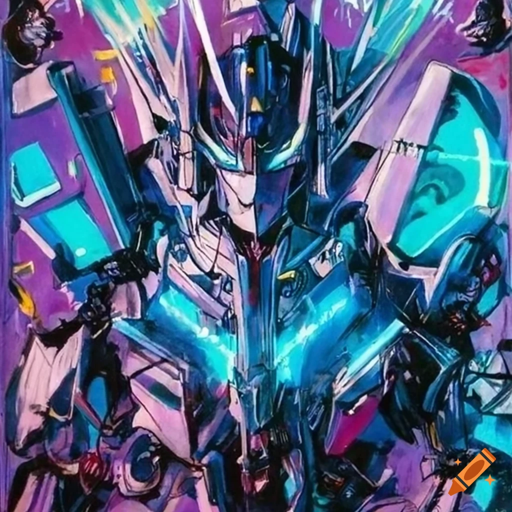 Mecha cyber style portrait with blue color scheme from a cyberpunk ...