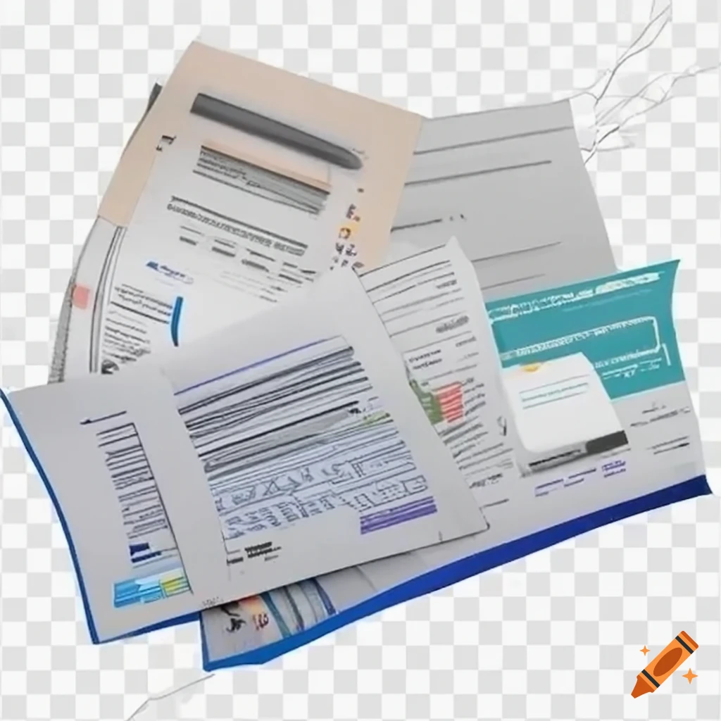 Flying receipt and invoice papers on Craiyon