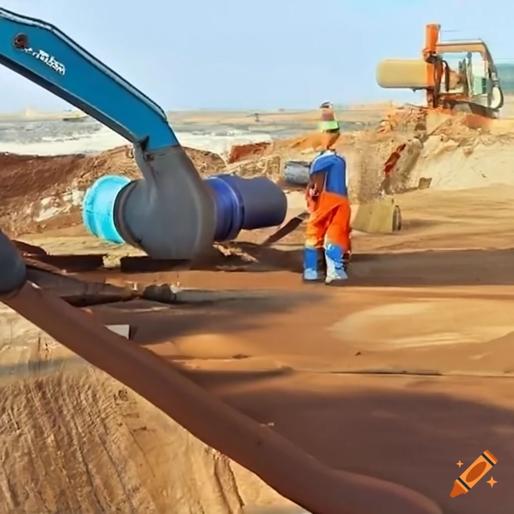 Dewatering works at a construction site with industrial pumps and ...