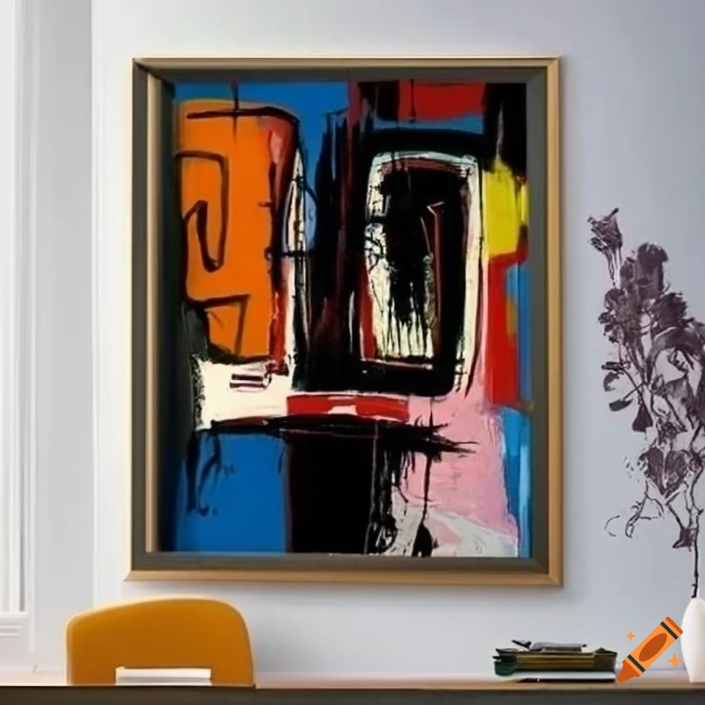 Abstract expressionism art by basquiat in a modern interior on Craiyon