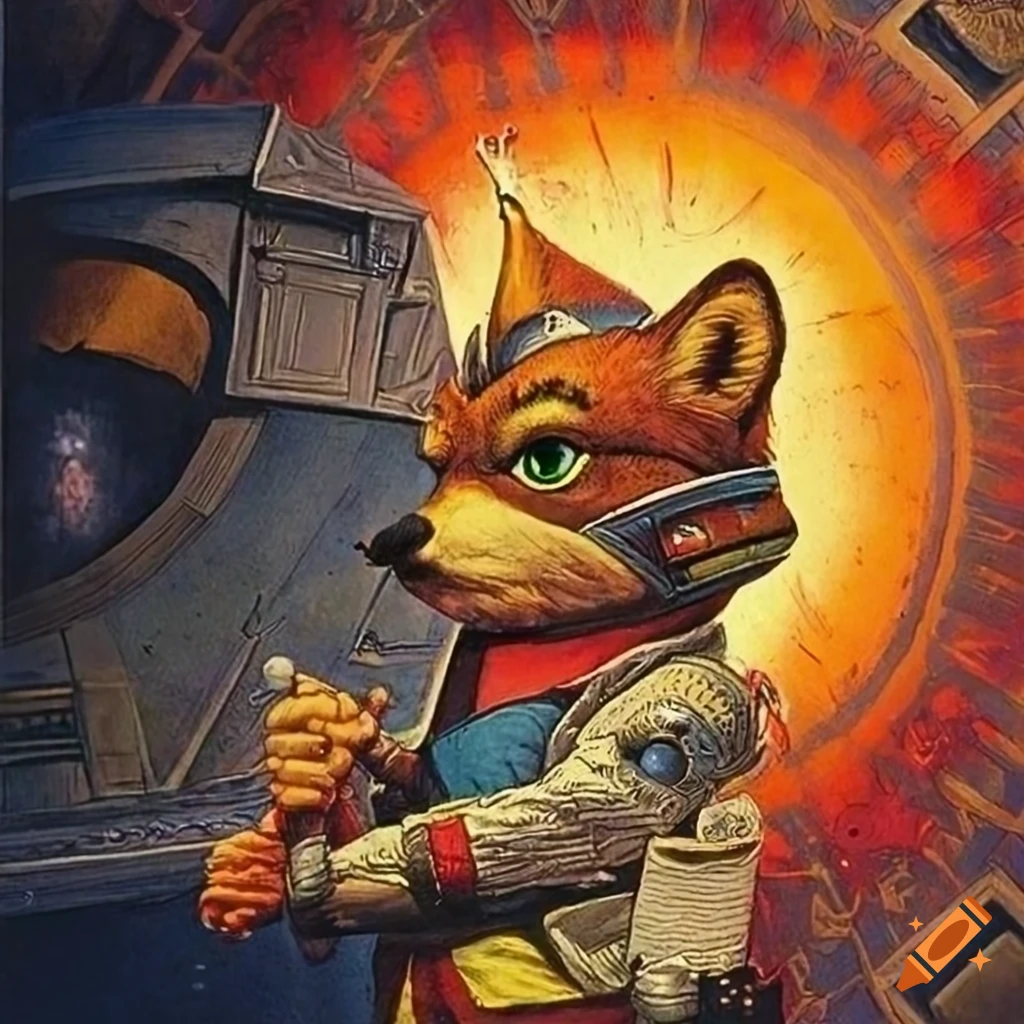 Intricate vintage star fox poster inspired by james gurney and norman ...