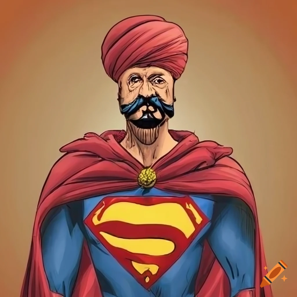 Comic illustration of an Ottoman superhero with a mustache and turban ...