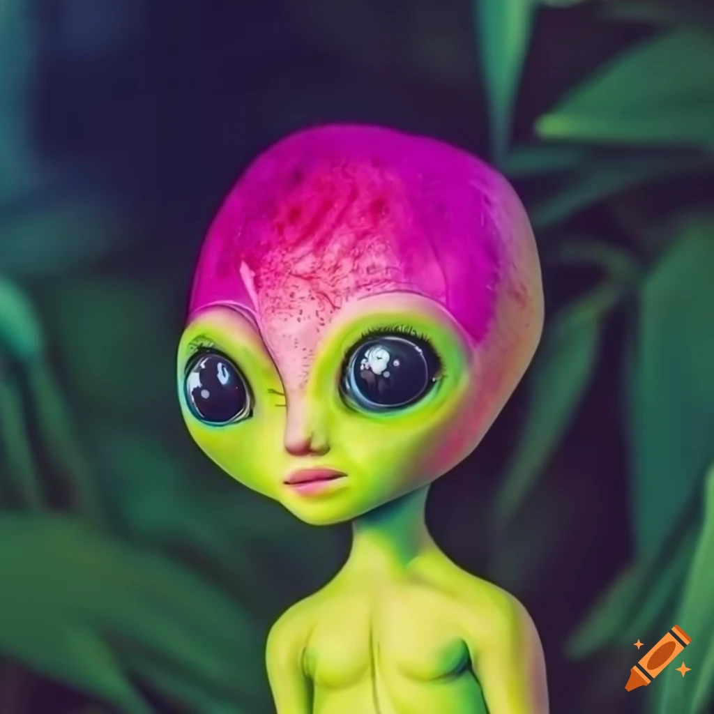 Cute alien child with oversized eyes resembling a cartoon character on ...