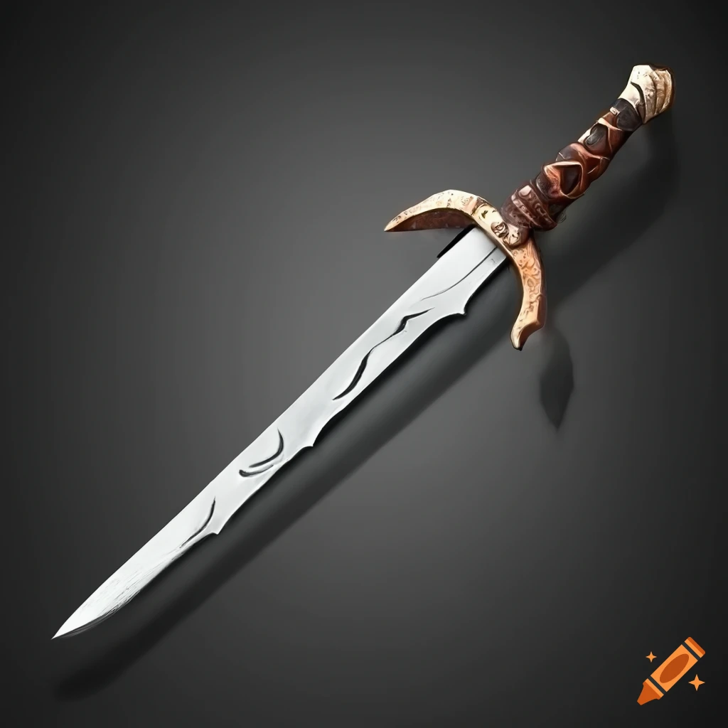 Short sword with intricate runes on the blade on Craiyon