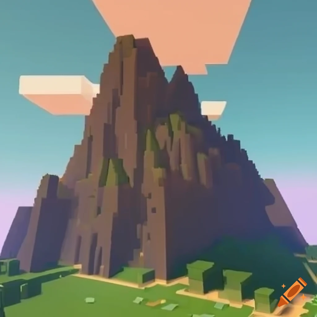Minecraft mountain on Craiyon
