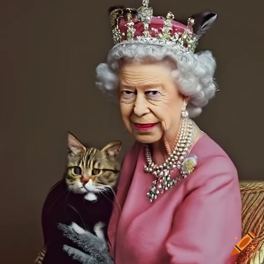Queen elizabeth ii with a cat on Craiyon