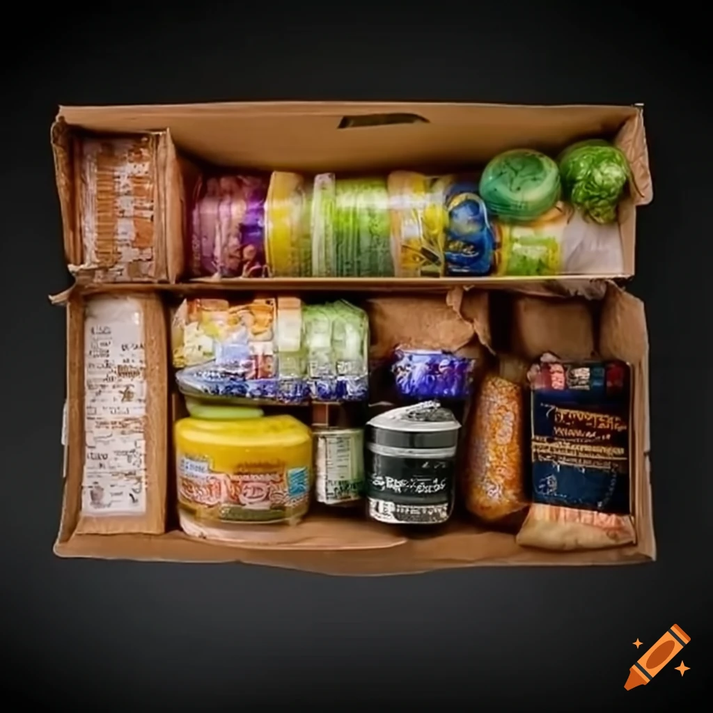 Box full of groceries on Craiyon