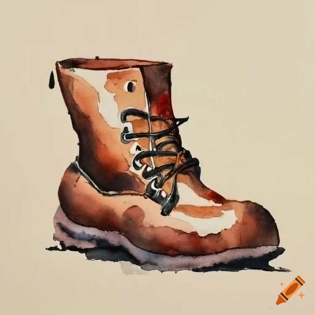 A boot in a watercolor painting on Craiyon