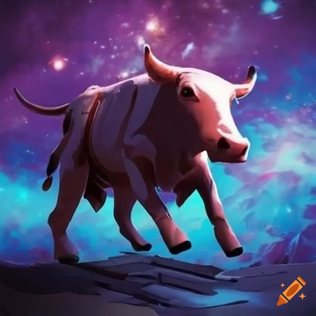 Cow in space with a revolver on Craiyon