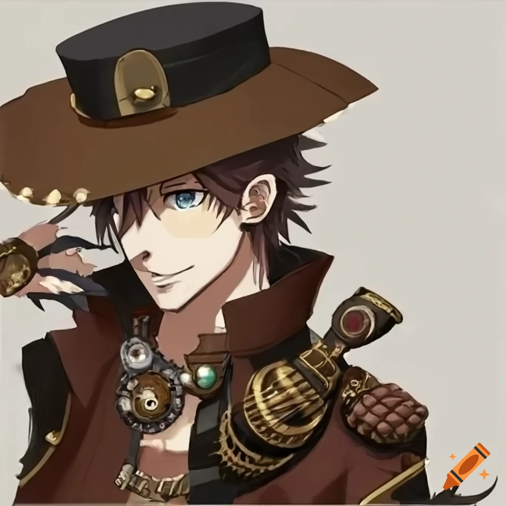 Male human steampunk technomage on Craiyon