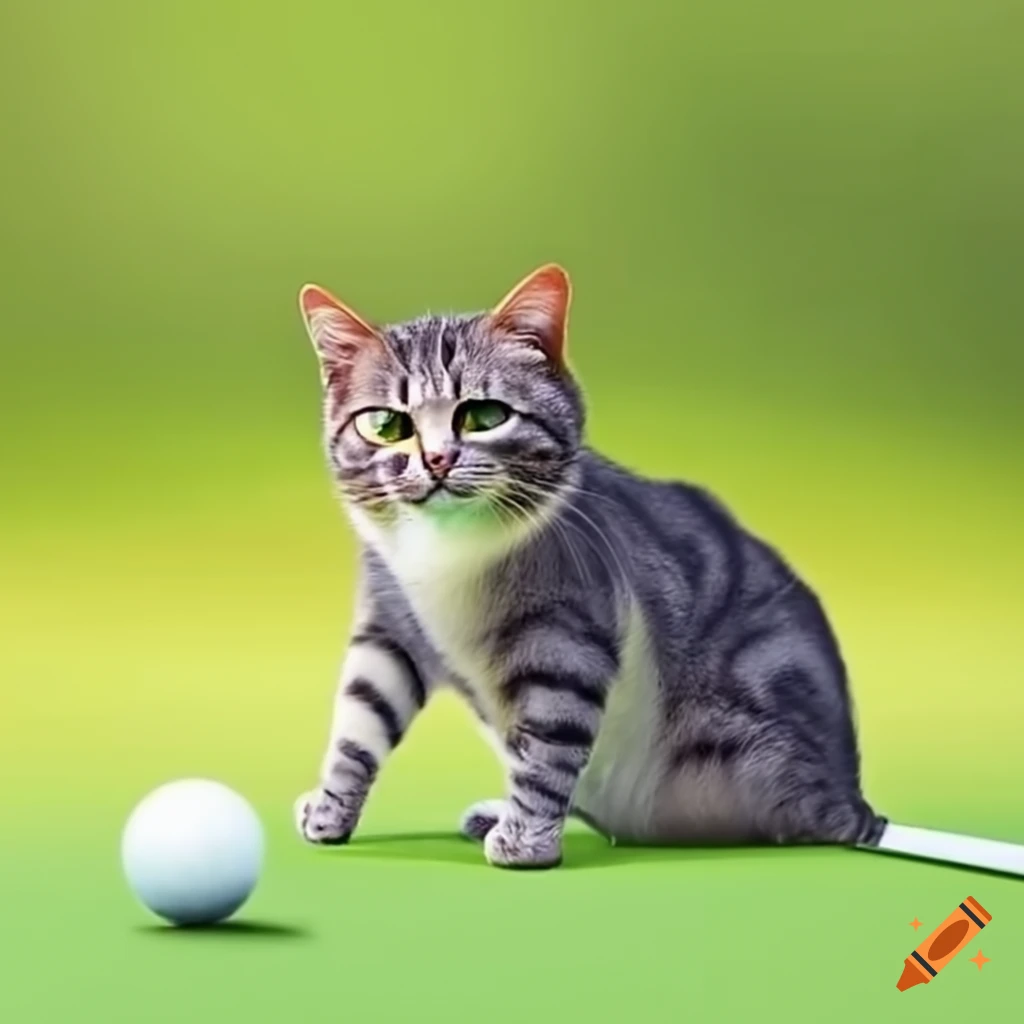 Cat playing golf on Craiyon