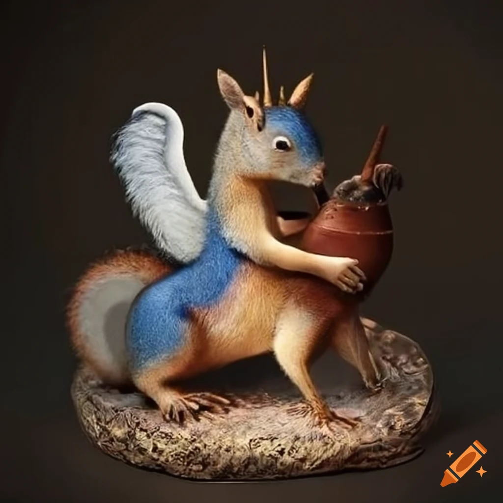 Medieval squirrels with bags of glass riding unicorns on Craiyon