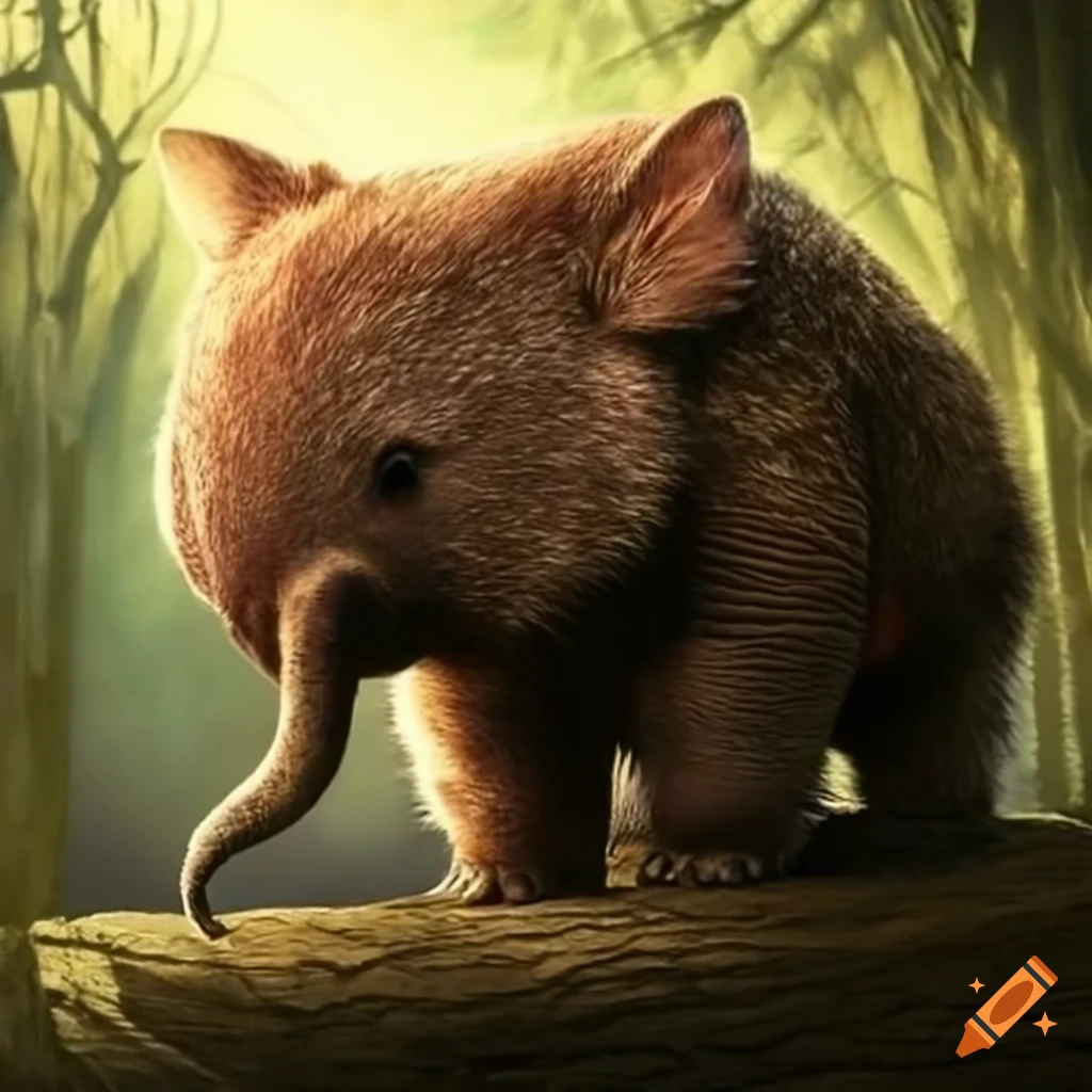 Hybrid wombat and elephant animal on Craiyon