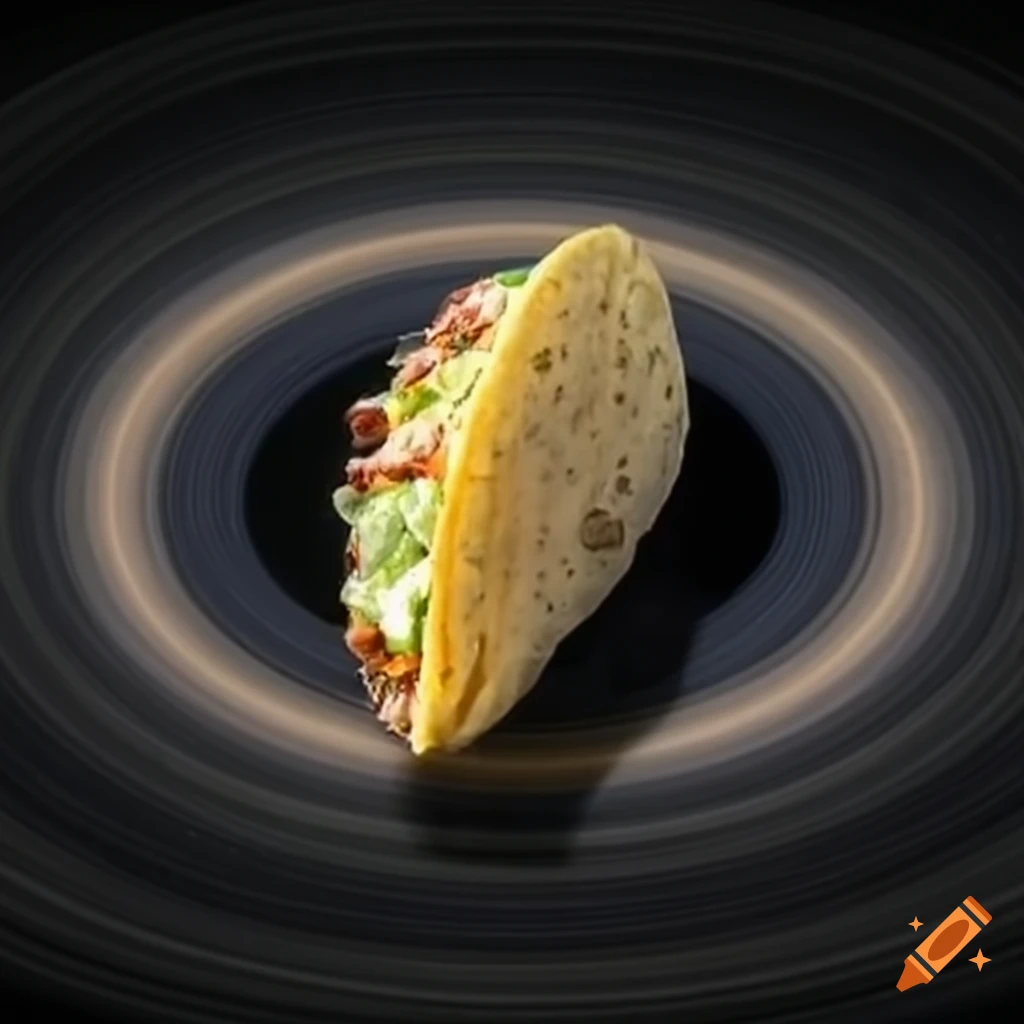 Taco in space with saturn's rings on Craiyon