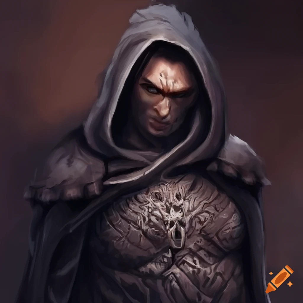 Cloaked fighter character on Craiyon