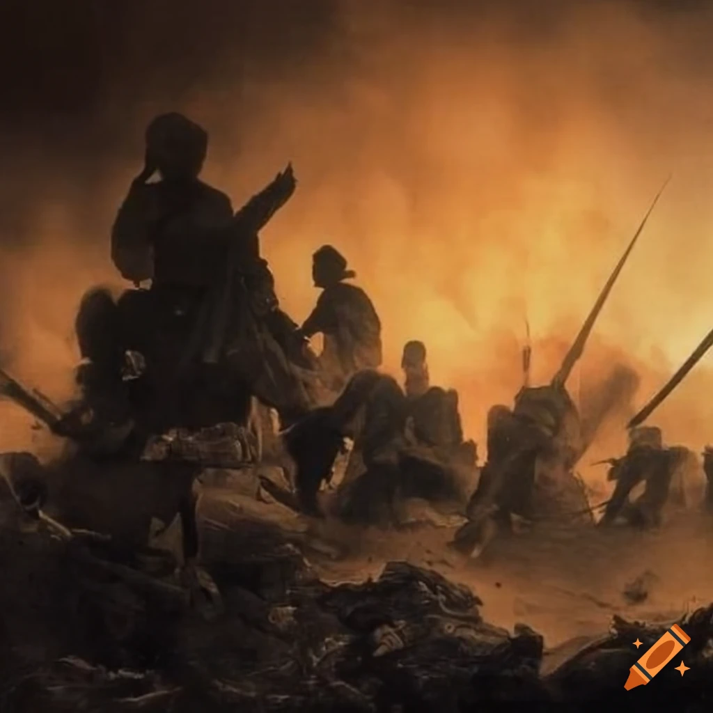 Qajar soldiers destroying a sassanid fortress on Craiyon