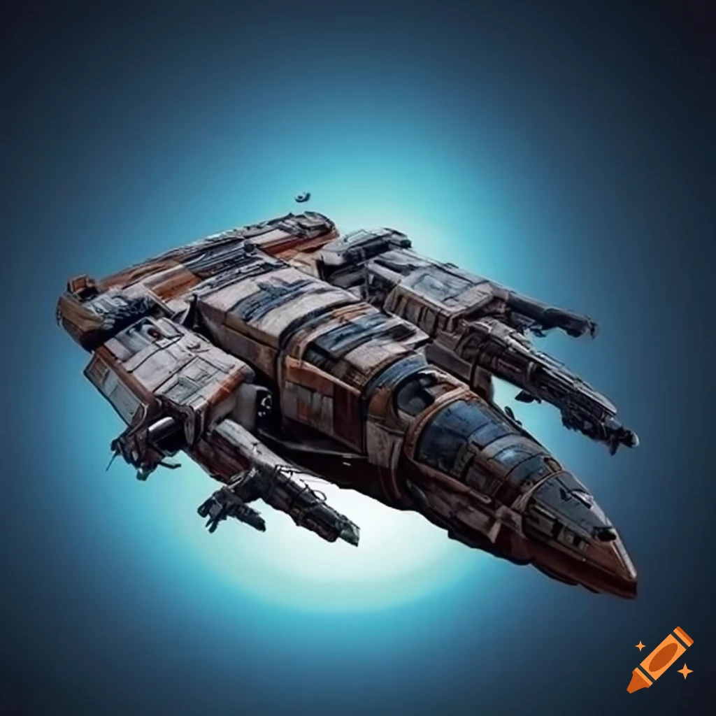 Well-worn 2-person space freighter reminiscent of star wars on Craiyon