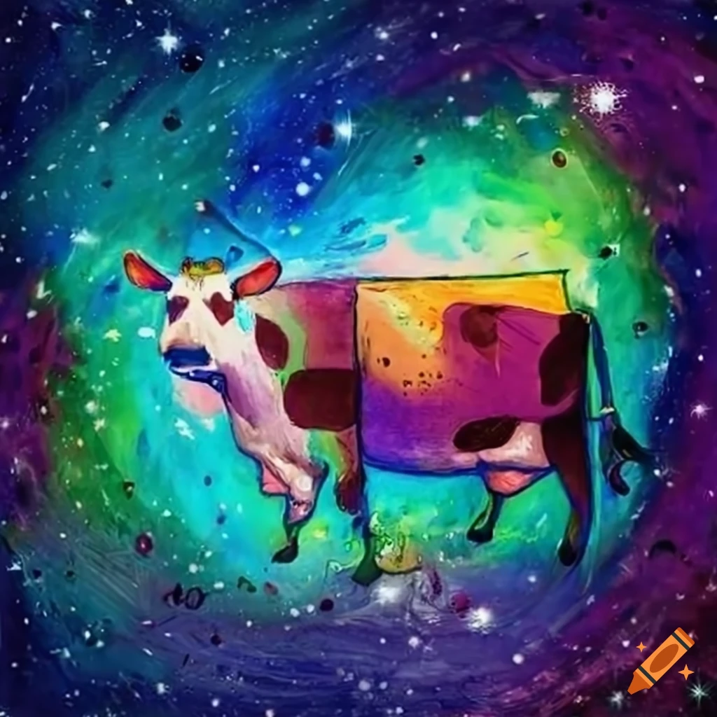 Cow floating in space on Craiyon