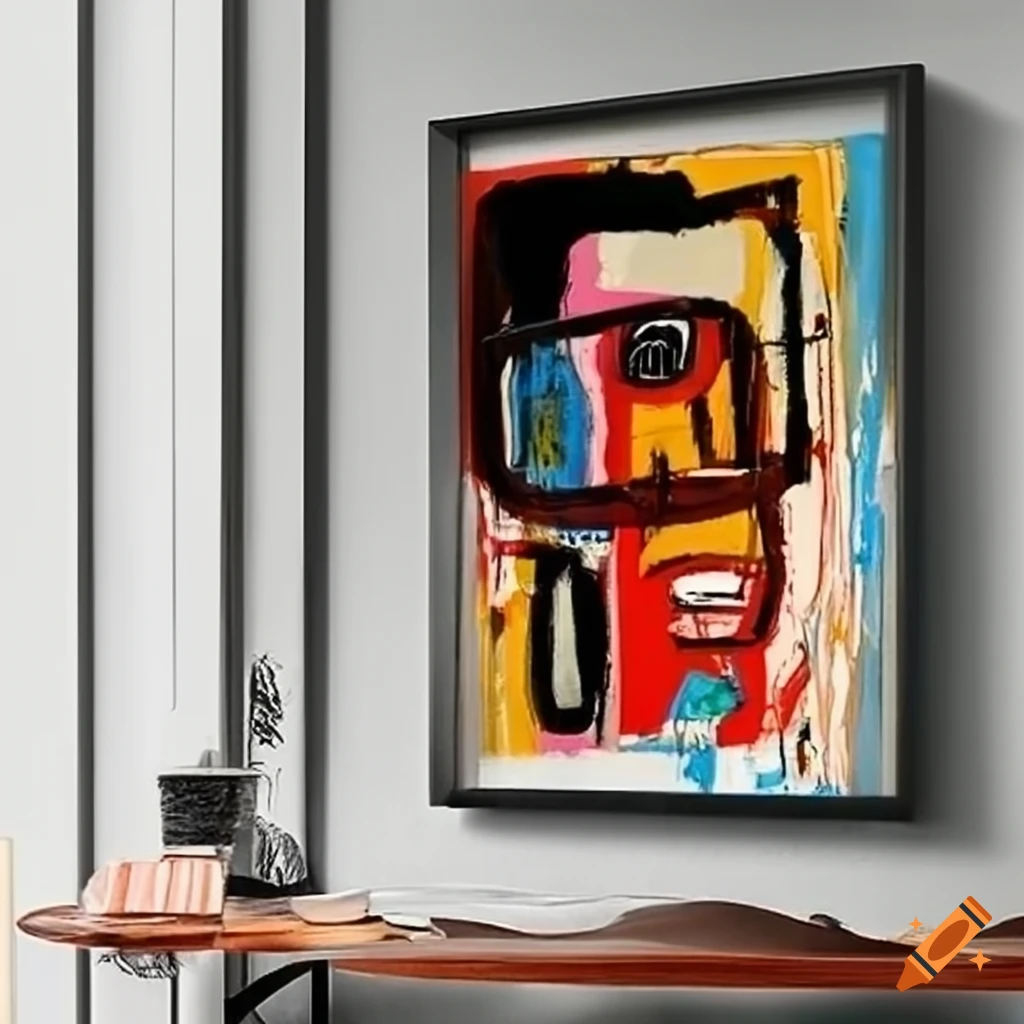 Abstract expressionism art by basquiat in a modern interior on Craiyon