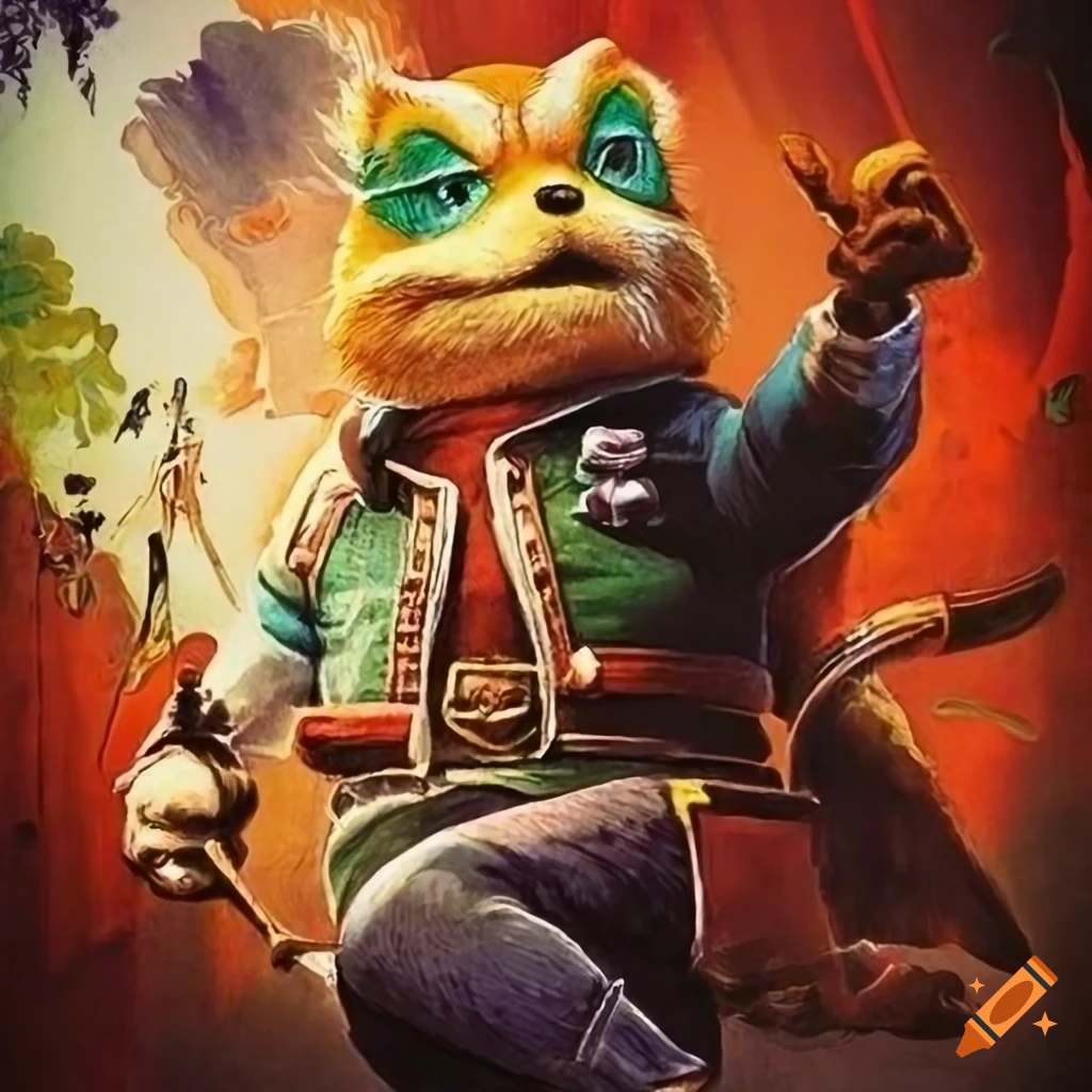 Intricate details of a vintage star fox poster inspired by james gurney ...