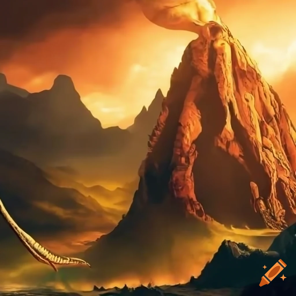 Dinosaur breaking mountain on Craiyon