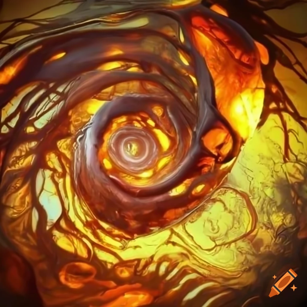Amber gemstone with swirling portal to eldritch plane on Craiyon