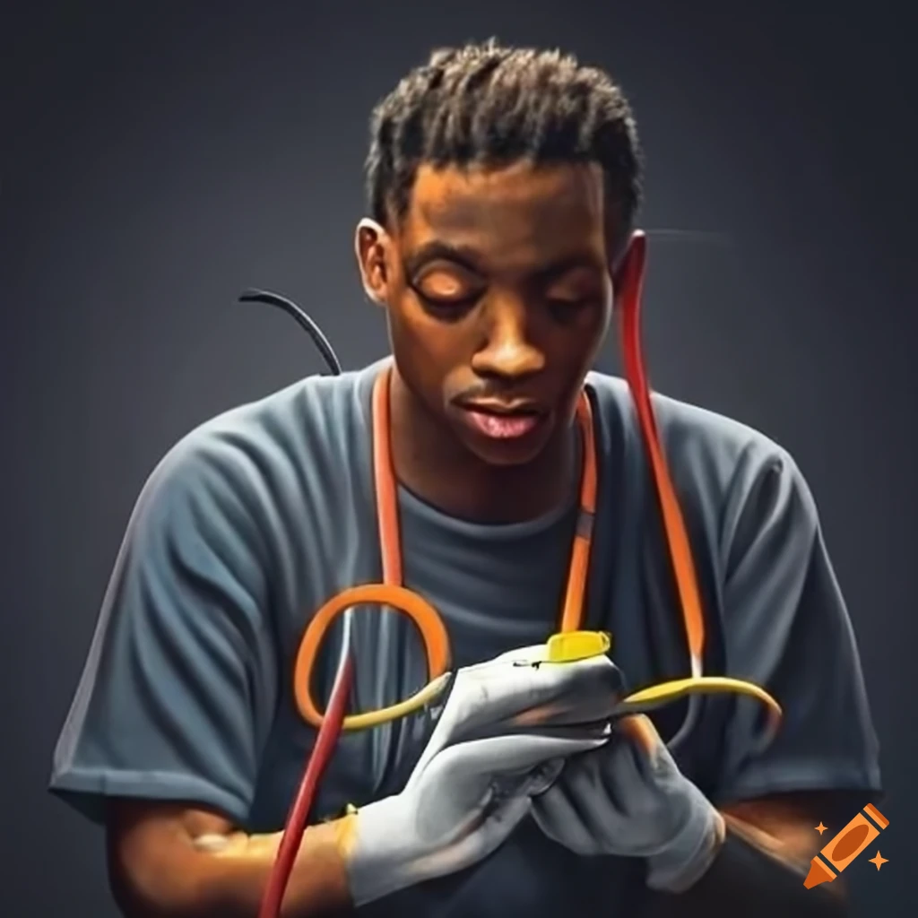 Electrician marcus walker working with electrical wires on Craiyon