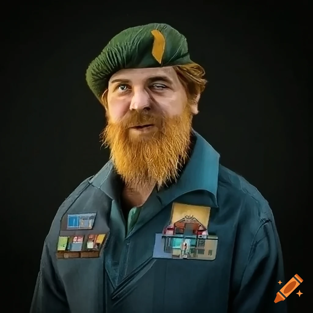 Portrait of a veteran battletech pilot with a beard on Craiyon