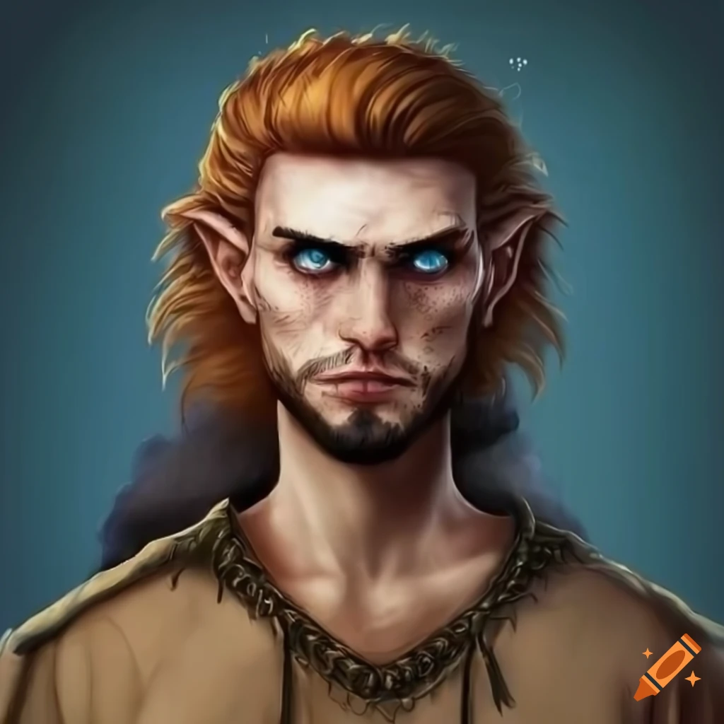 Brave man with unique features in fantasy setting on Craiyon