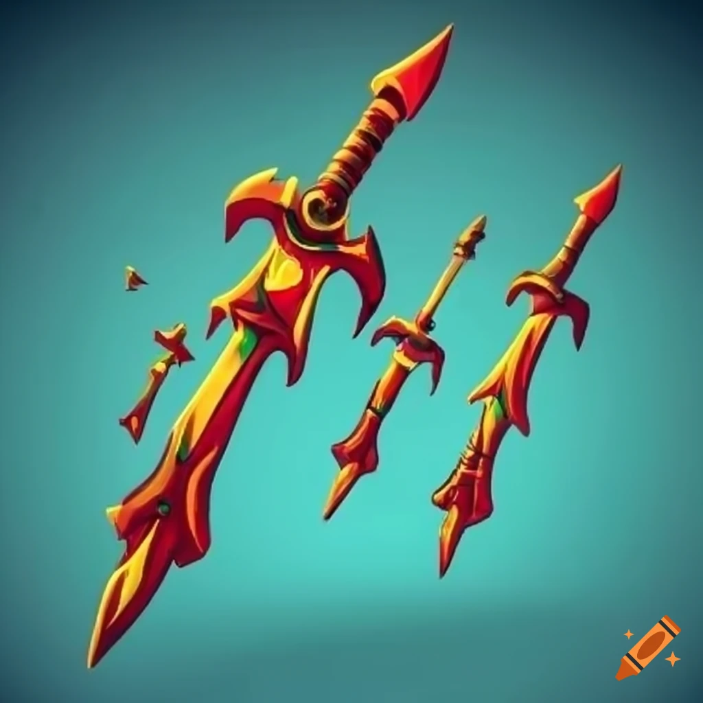 Stylized artistic depiction of crossed swords on Craiyon