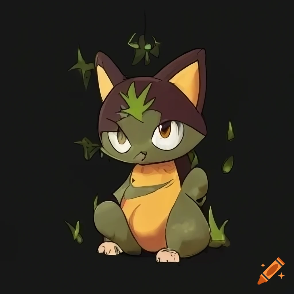 Scrapped design for cat pokemon inspired by weed on Craiyon