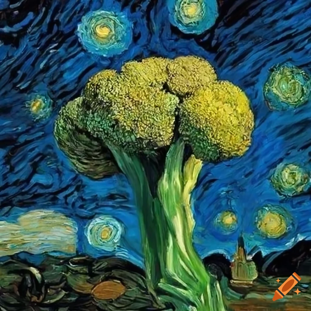 Broccoli night painting inspired by van gogh on Craiyon