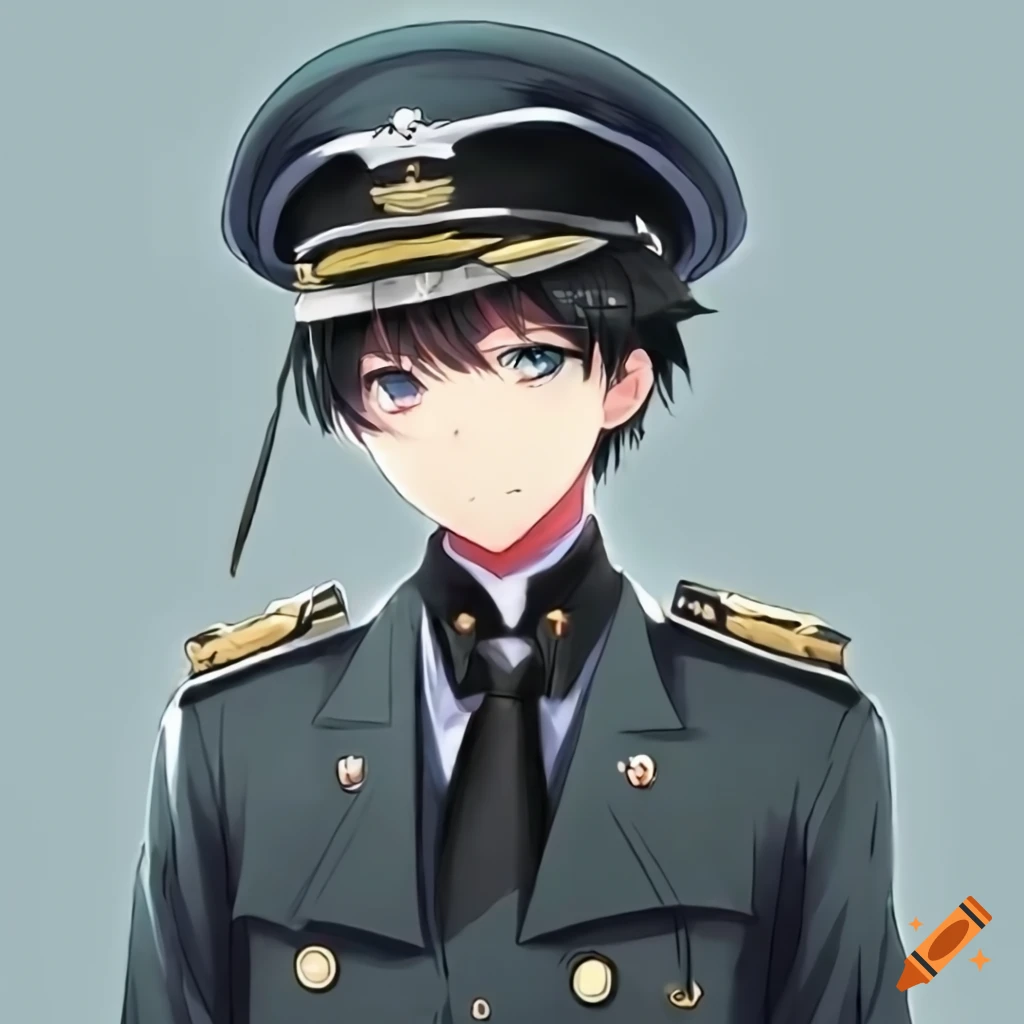 Anime character in german navy uniform with black hair on Craiyon