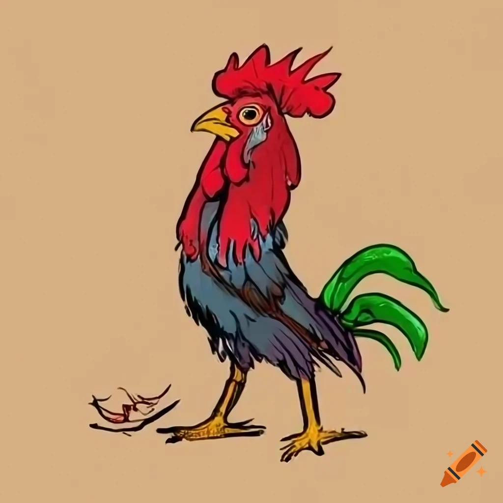 Rooster gangster doodle drawing on Craiyon