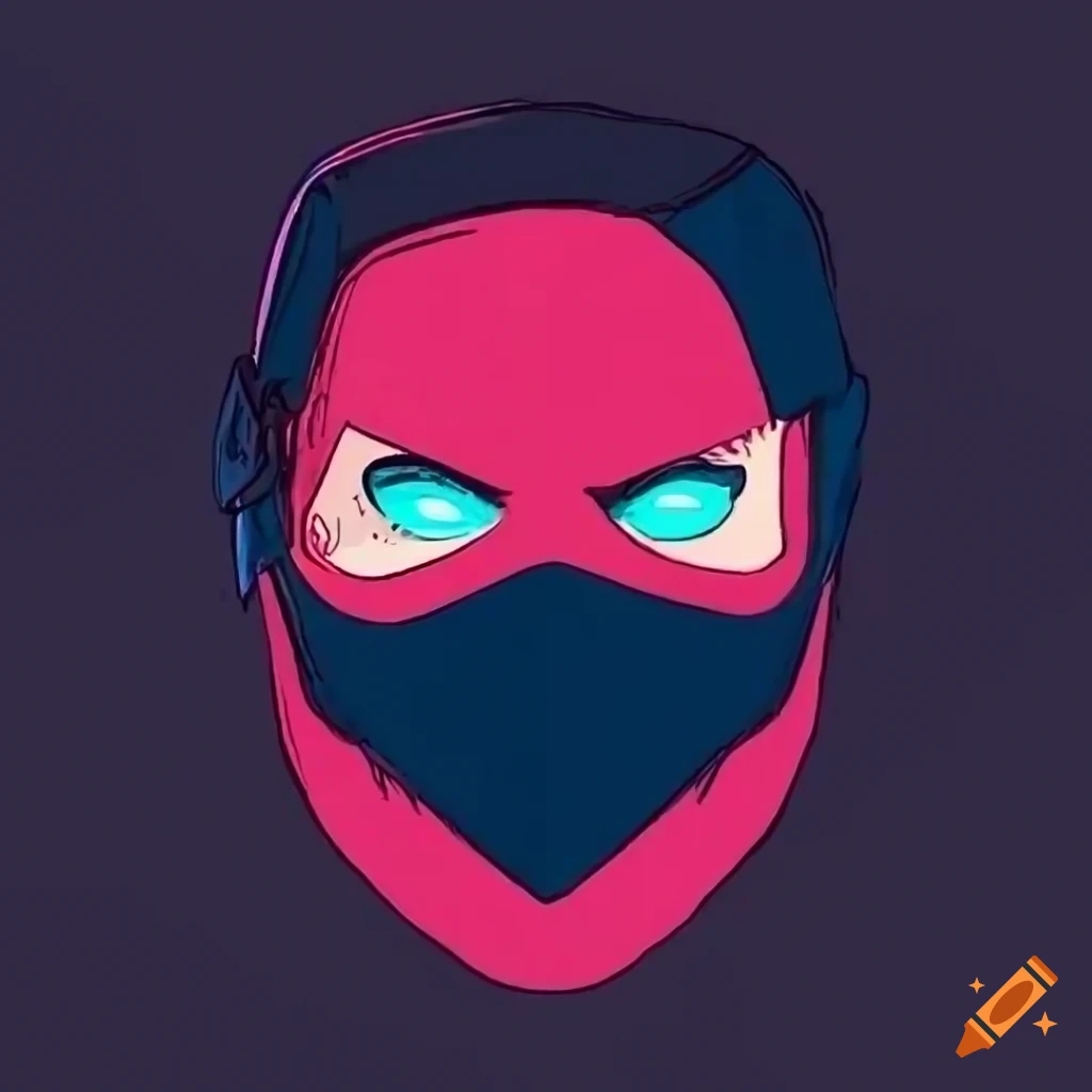 Minimalist cyberpunk ninja mask logo on Craiyon
