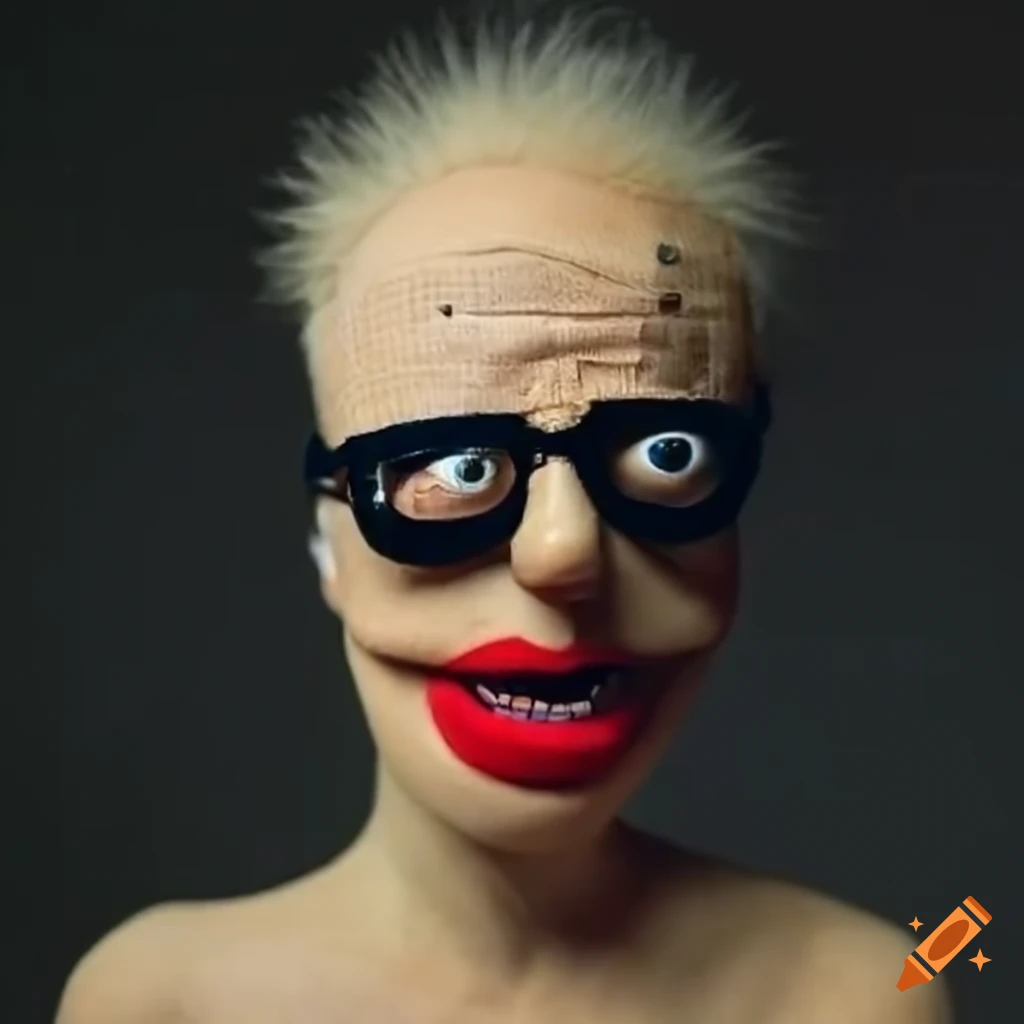 Sock puppet inspired by max headroom on Craiyon