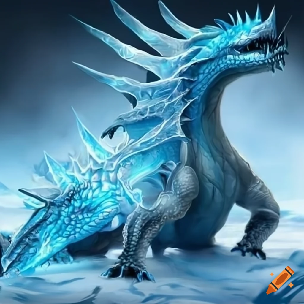 Highly detailed ice dragon on Craiyon