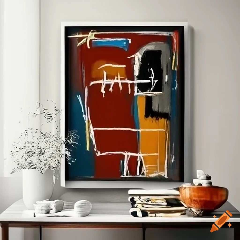 Abstract expressionism art by basquiat in modern interior on Craiyon