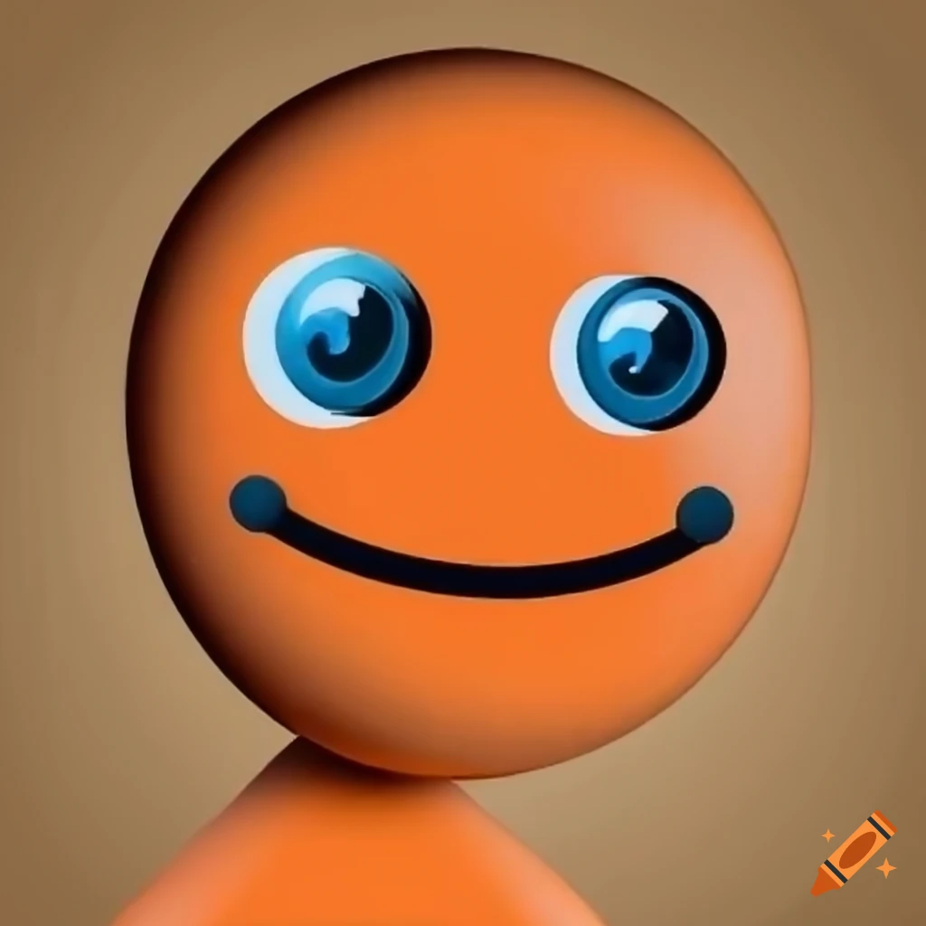 Orange stickman making a funny face at the camera on Craiyon