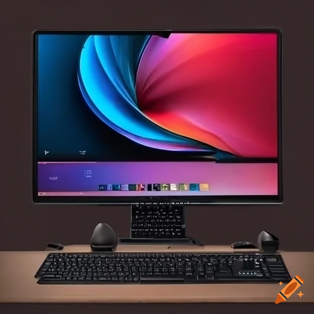 Sleek and modern desktop setup with powerful computer running windows ...