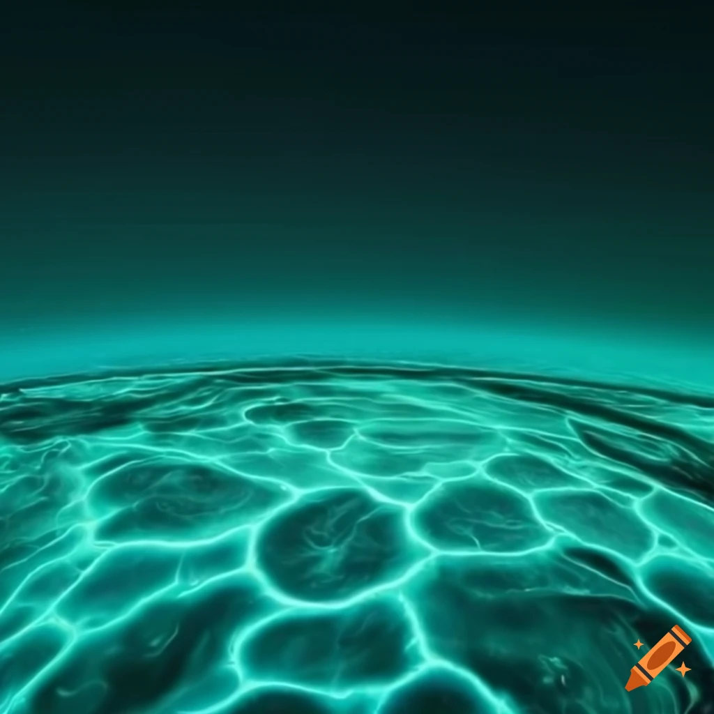 Dark alien planet with glowing cyan surface patterns on Craiyon